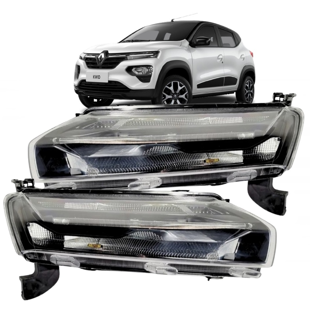 Farol Dianteiro Led DRL Renault Kwid 2022 Até 2025 Superior Par ...