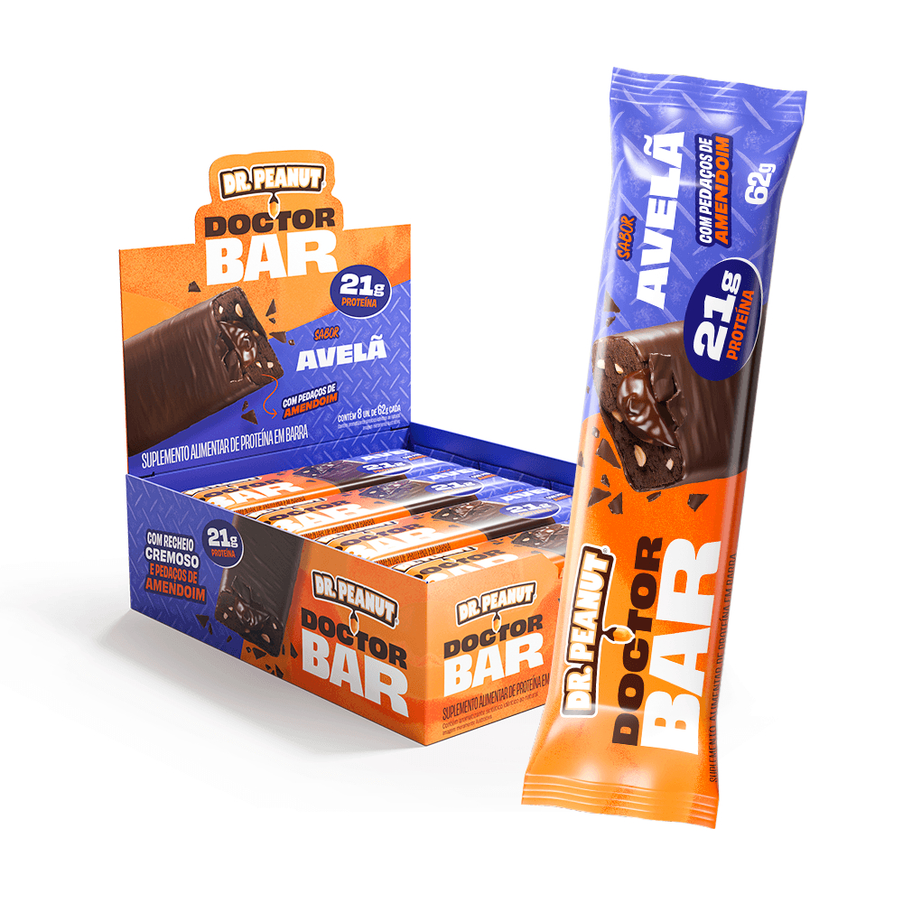 Barra de Proteína Doctor Bar Dr. Peanut 62g – Caixa com 8 Unidades ...