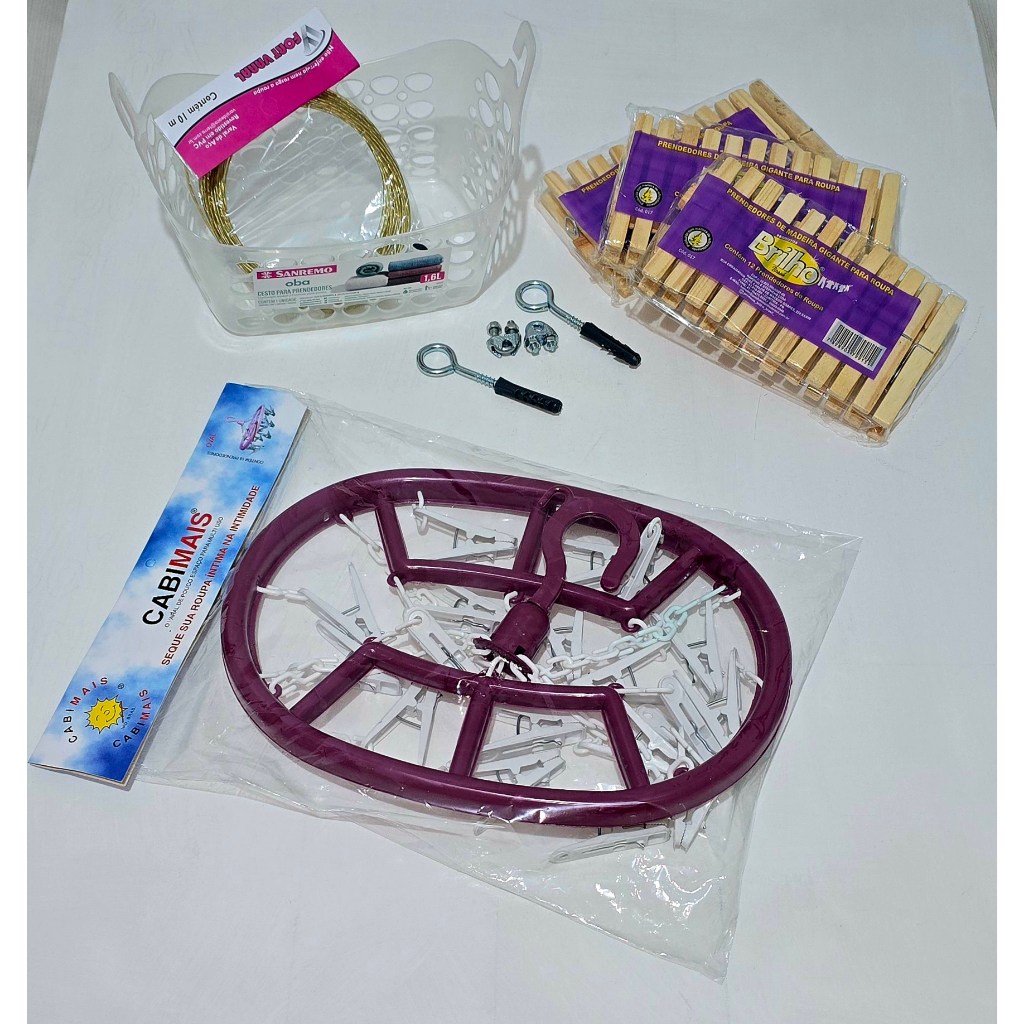 Kit Varal Completo com Varal de Aço, Varal Intimo, Cestinha e ...