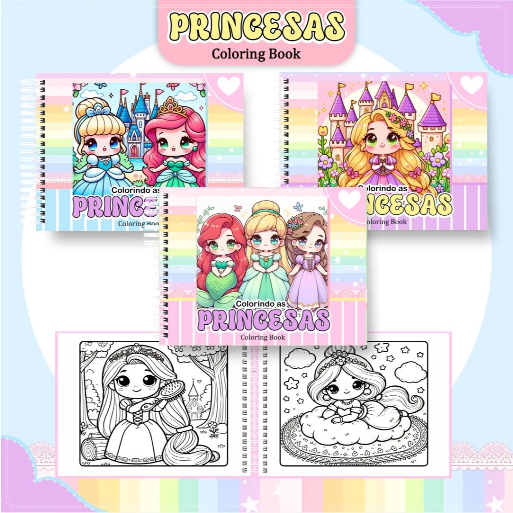 Bobbie Goods Princesas Livro de colorir Caderno de Desenho Pintura ...