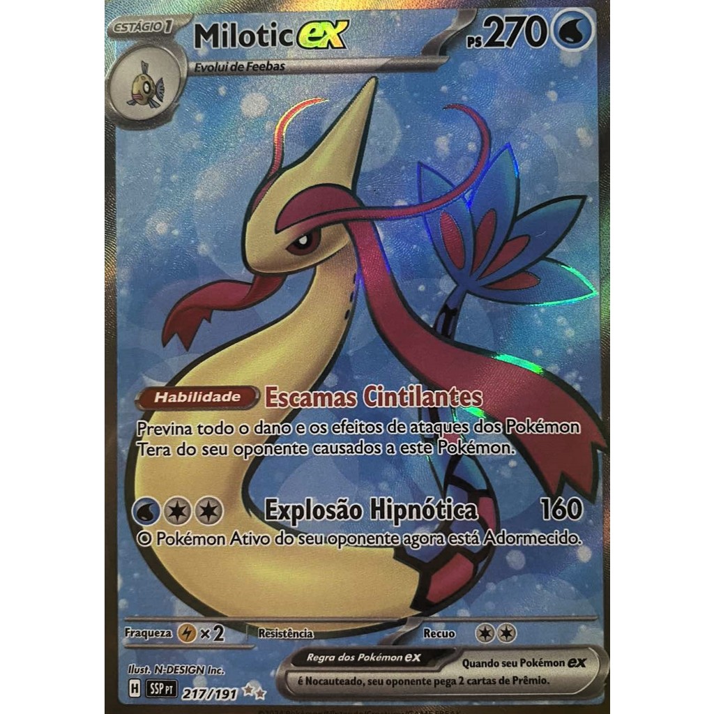Carta Milotic Ex Full Art Coleção Fagulhas Impetuosas Pokemon TCG ...