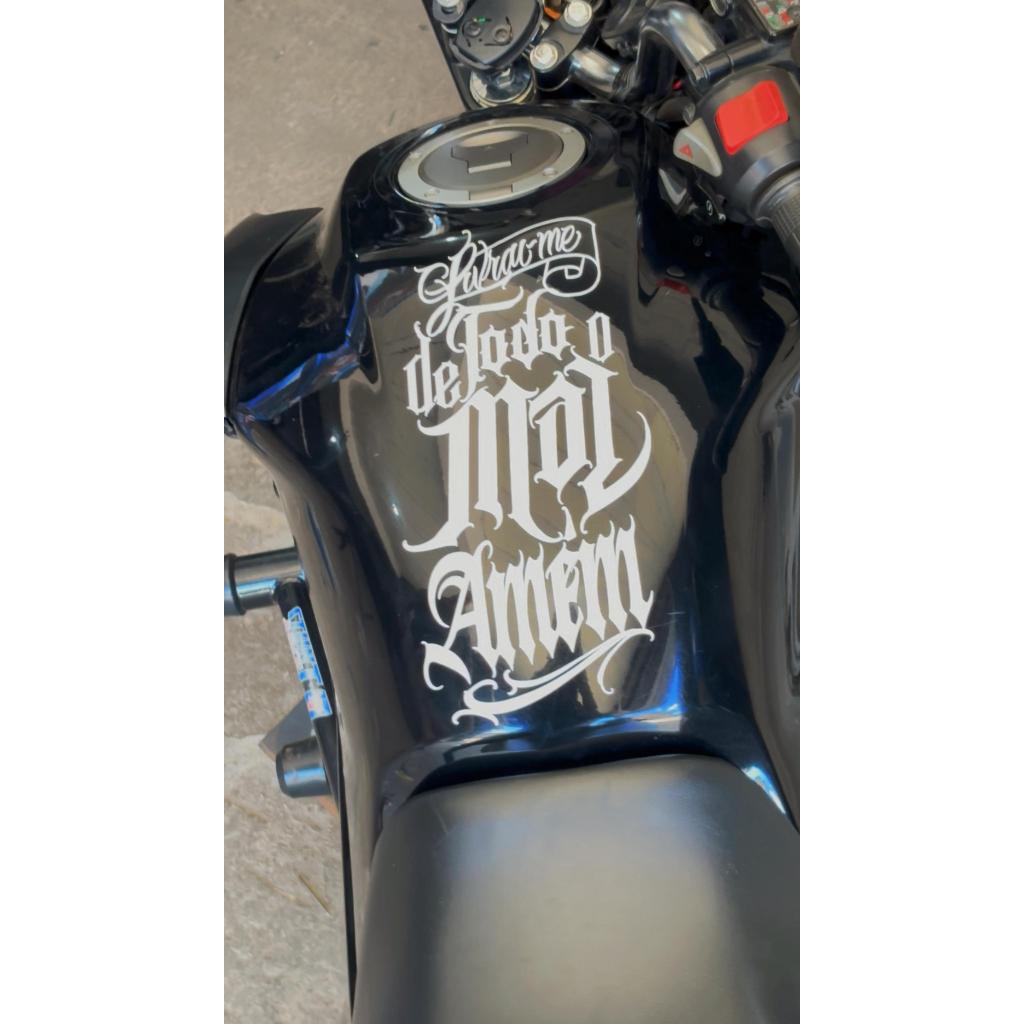 adesivo para tanque de moto livrai-me de todo o mal amem | Shopee Brasil