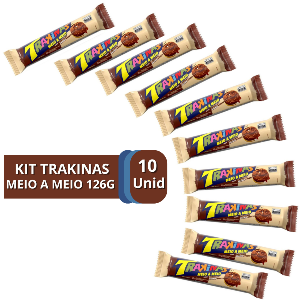Biscoito Recheado Bolacha Recheada Trakinas Sabor Meio a Meio 126g Kit ...