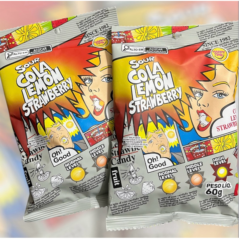 Bala Super Lemon Cola Strawberry Super Azeda Doce importado | Shopee Brasil