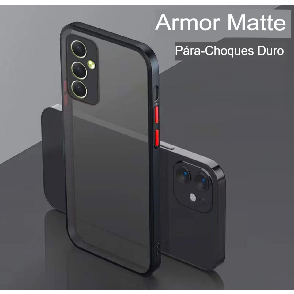 Capa Case Capinha Translucida Preto + Película Cerâmica Para Samsung A15 A35 A55 A05S A14 M55 ...