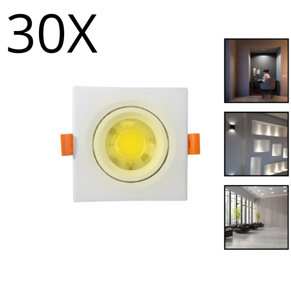 Kit 30 Spot Quadrado Direcionável Led Embutir Dicróica 9x9cm Luz Branco ...
