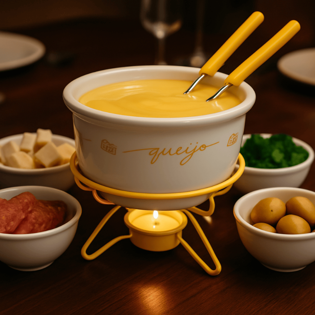 Aparelho Fondue Queijo Em Porcelana c/ Vela e 2 Garfinhos - Ideal Casal ...