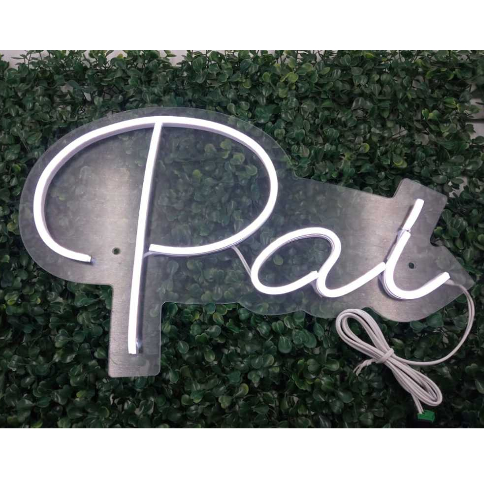 Placa LED Neon “Pai” em Acrílico 2mm - Bivolt 40x25 cm | Shopee Brasil