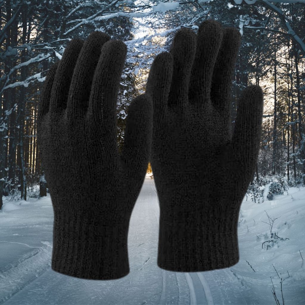 Luvas De Lã Frio Inverno Adulto Preta Unissex Mão Luva de lã peluda ...