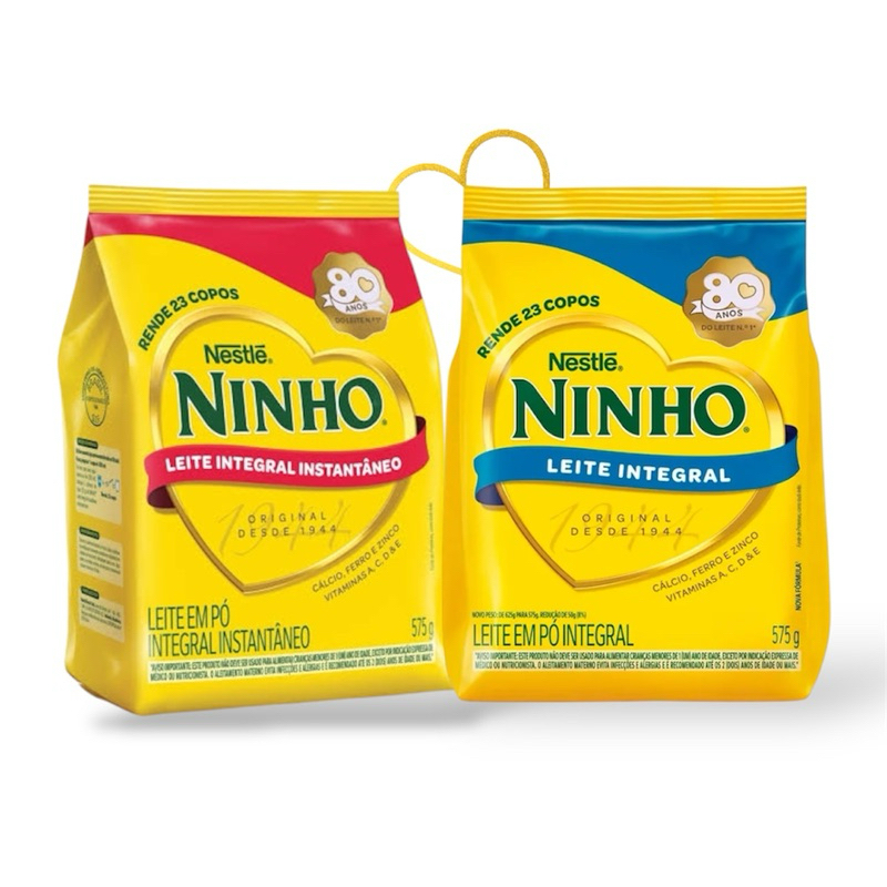 Leite Ninho Instantâneo e Intelgral sachet 575g (6 Pacotes) | Shopee Brasil