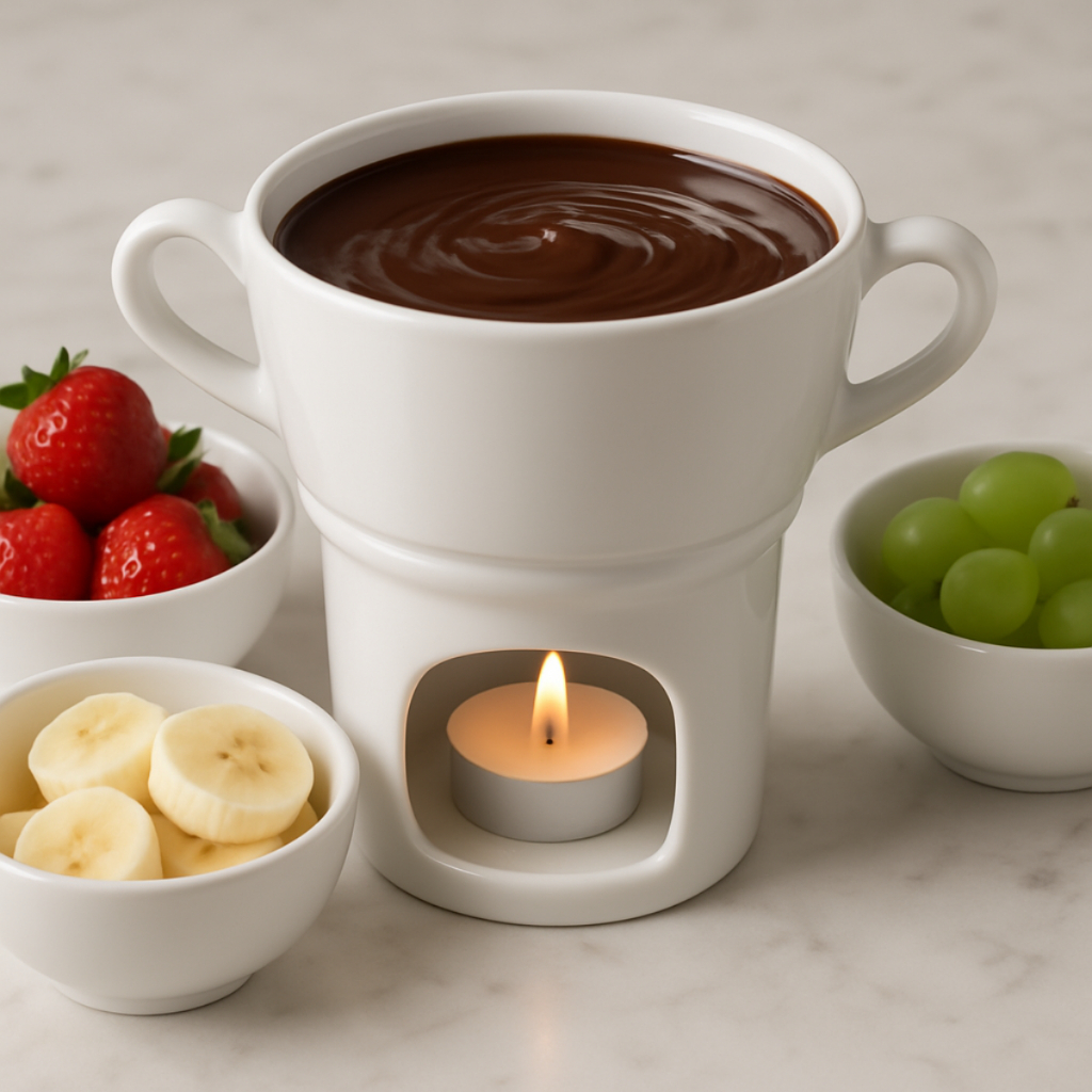 Fondue Chocolate Individual ou Casal Porcelana Branca 250ml Formato ...