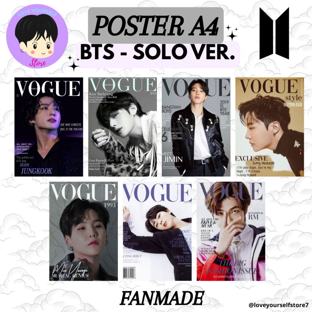 POSTER A4 BTS VOGUE - SOLO VER - FANMADE | Shopee Brasil
