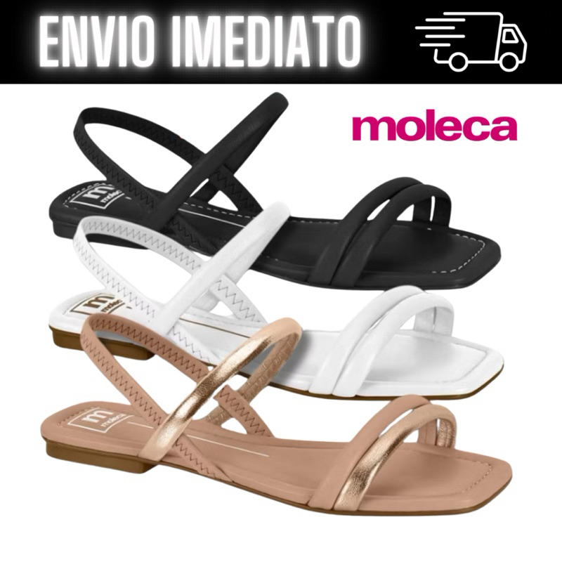 Sandália Moleca Rasteira Feminina Original Tiras Conforto Casual Dia a ...