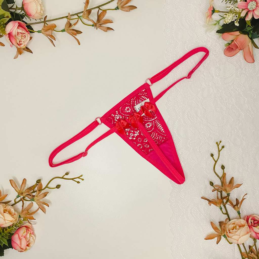 Calcinha Fio Dental Renda Pequena Feminina Sexys Luxo Laço Micro ...