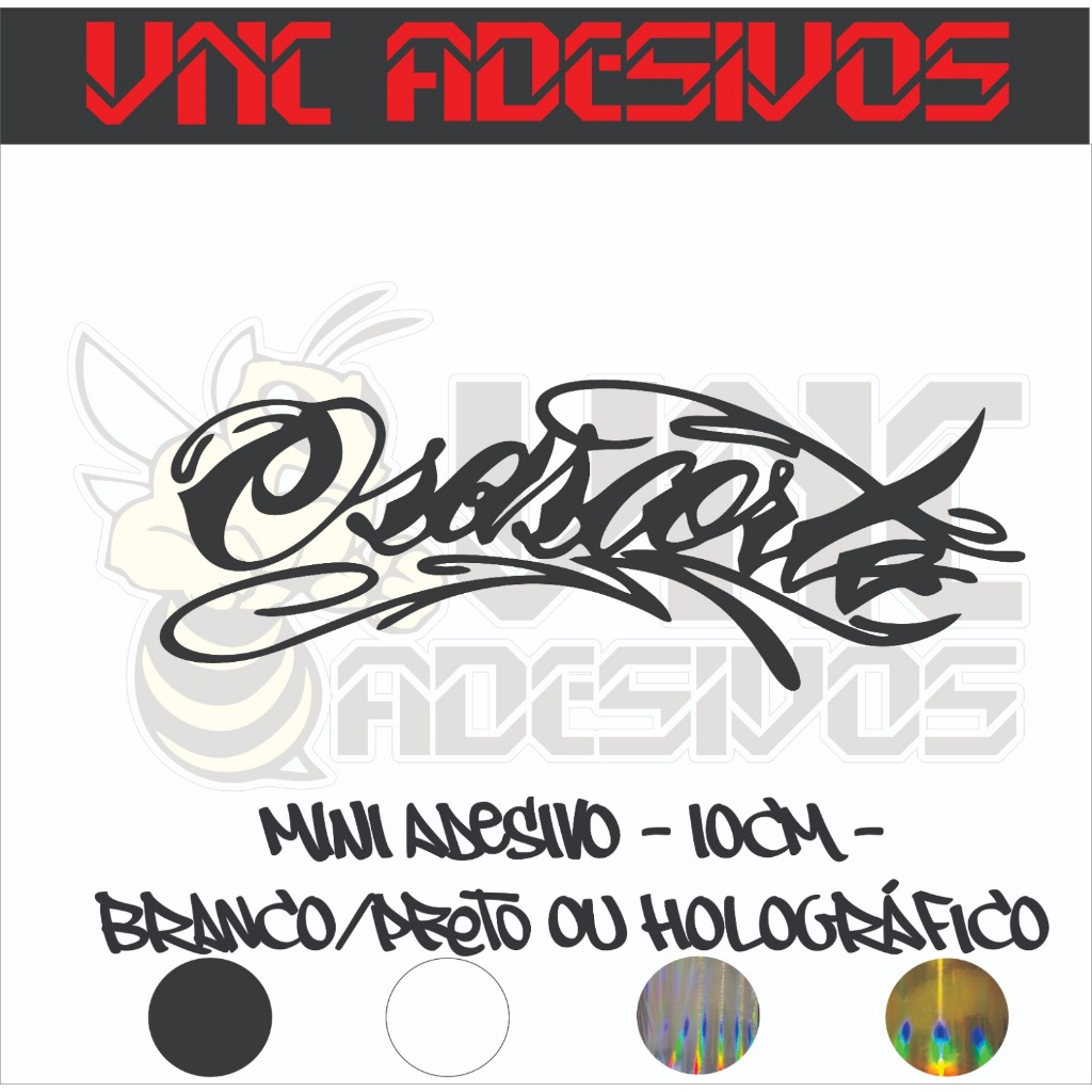 Mini Adesivo l 10 centímetros l Osascorte para oculos de capacete l Branco, preto ou holografico ...
