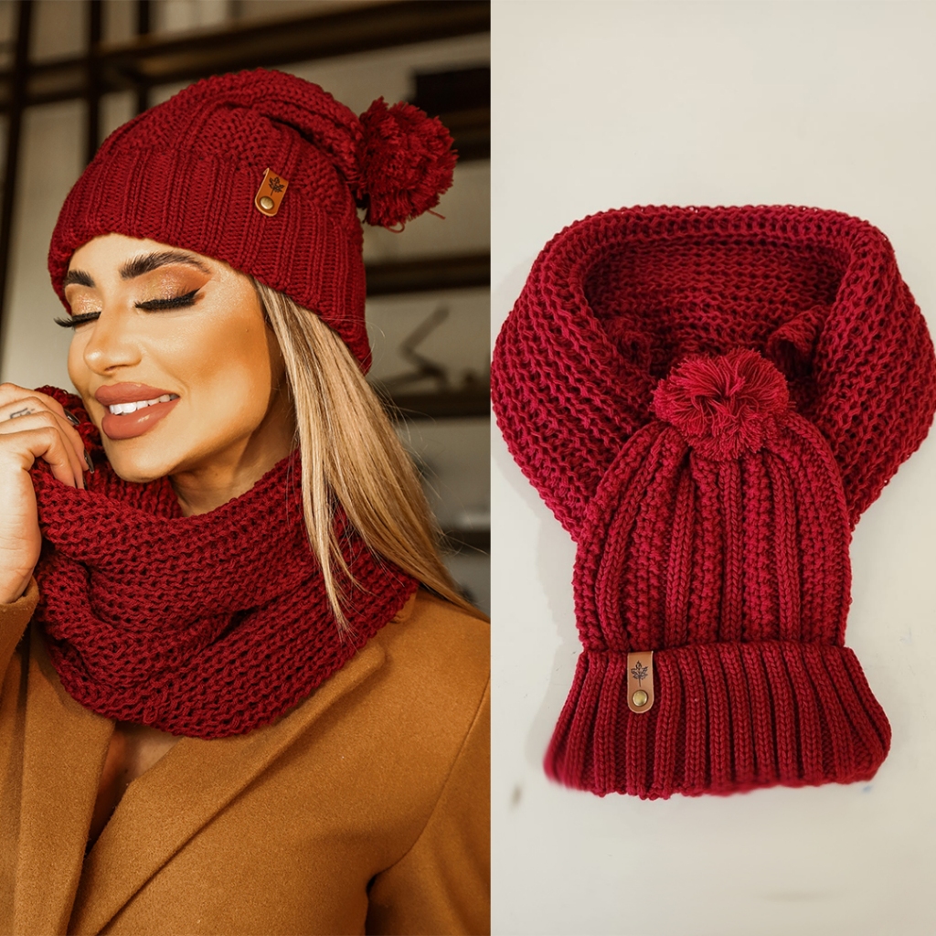 Touca + Cachecol Gola Tricot Inverno Pompom | Macio, Quentinho e na ...