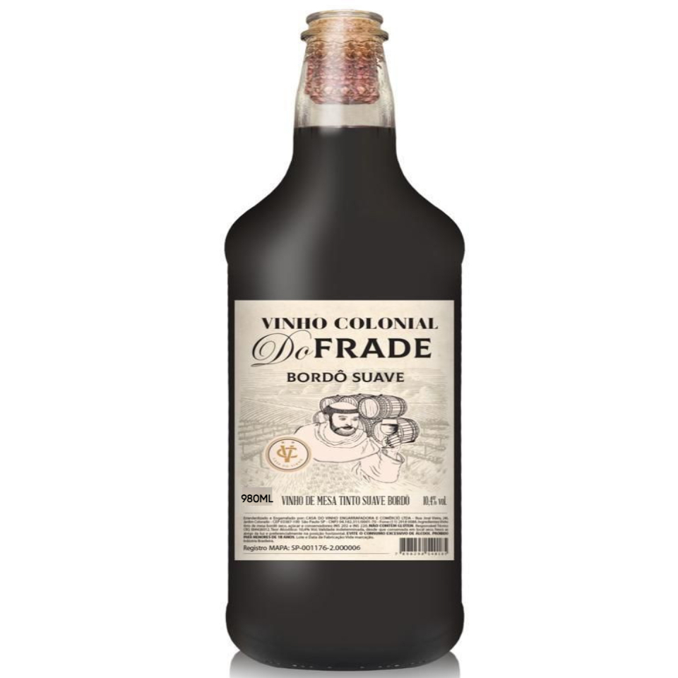Vinho Do Frade Tinto Suave 980ml Vinho Do Sul Para Sua Mesa | Shopee Brasil