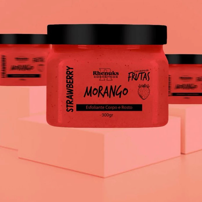 ESFOLIANTE CORPO E ROSTO MORANGO 300g - RHENUKS | Shopee Brasil