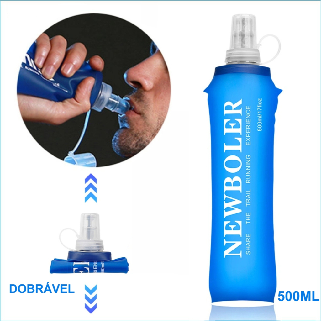 Garrafa Squeeze Soft Flask Silicone 500ml Esportiva Dobrável | Shopee ...