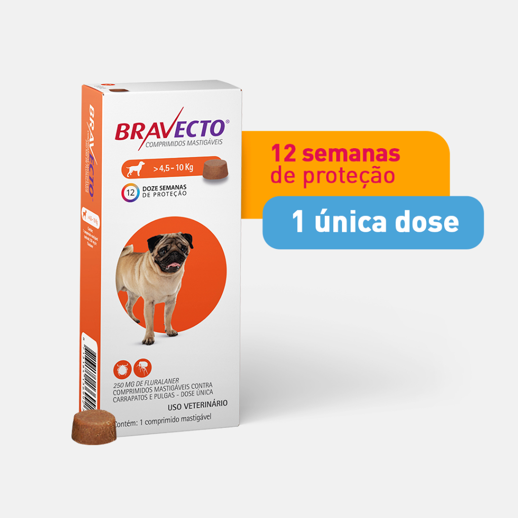 Bravecto Comprimido Antipulgas e Carrapatos MSD Para Cães 4,5 A 10 kg ...