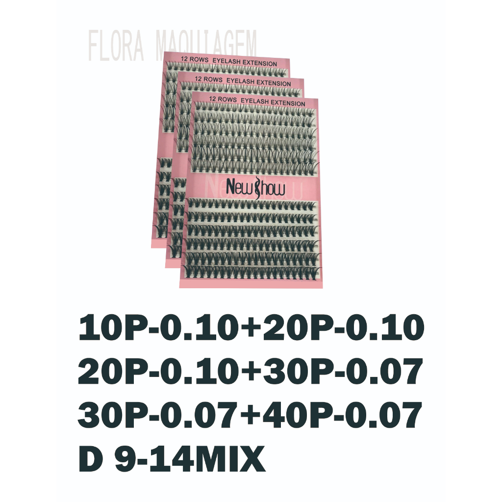 KIT Cílios new show mix 10+20p 20+30p 30+40pelos 9-14mm MIX | Shopee Brasil