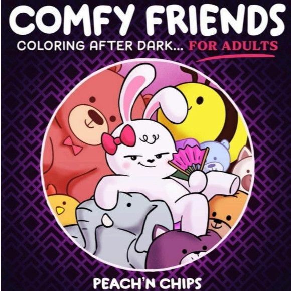 Livro de Colorir Adulto Comfy Friends After Dark - 37 folhas Capa Dura ...