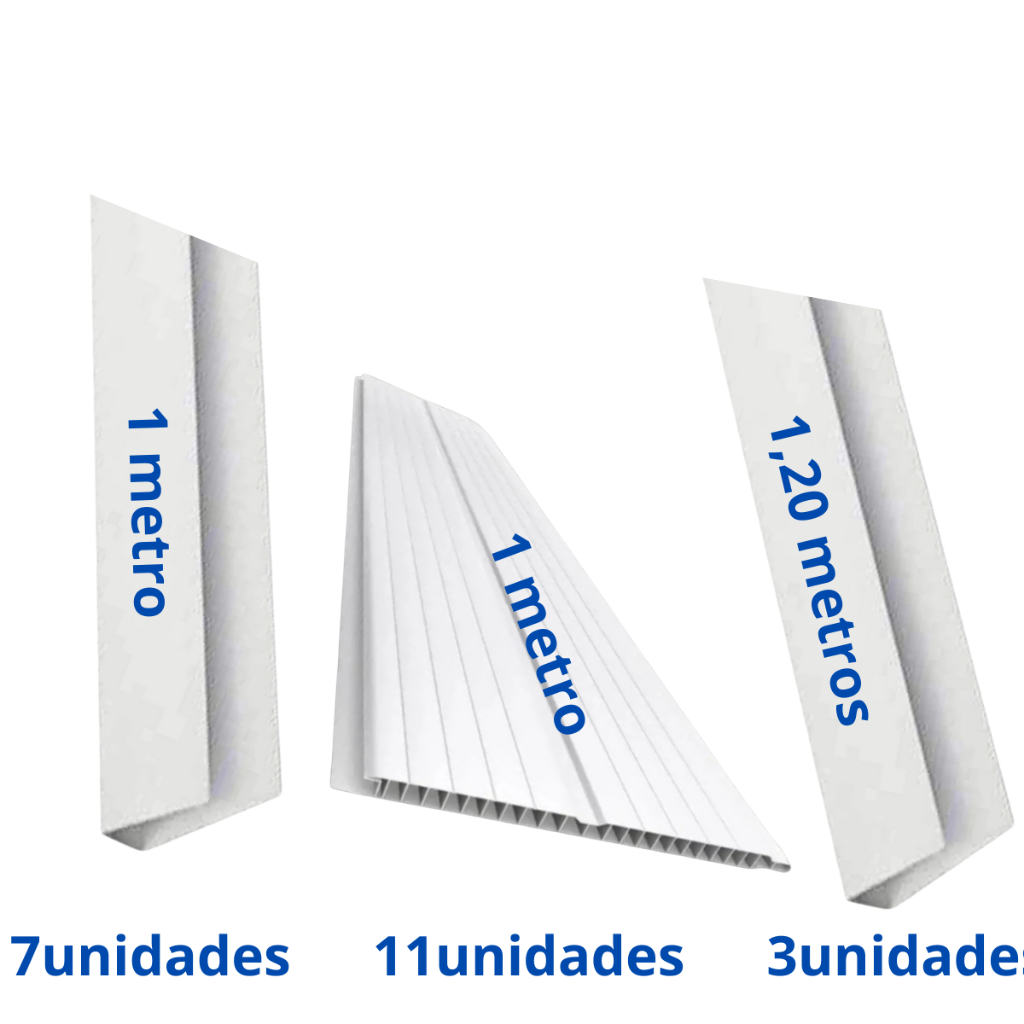 Kit/11 Chapa De Forro De Pvc Branco 1 Metro Cada + 7 Rodaforro De 1 ...