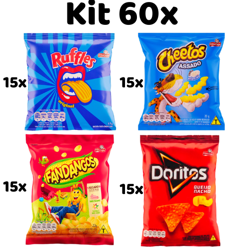 Kit 60 Salgadinhos Sortidos - Elma Chips | Shopee Brasil
