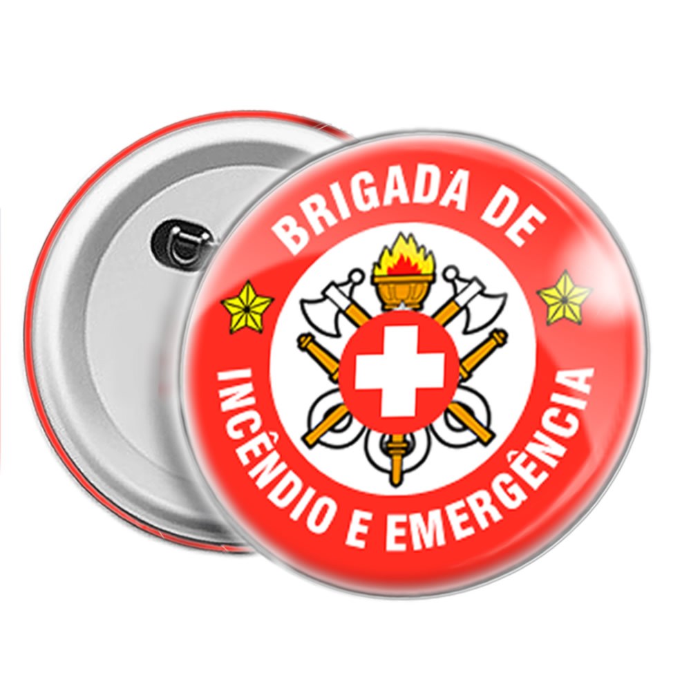Kit 10 a 50 Botons Personalizado Brigada 2,5 cm - Incêndio Emergência ...