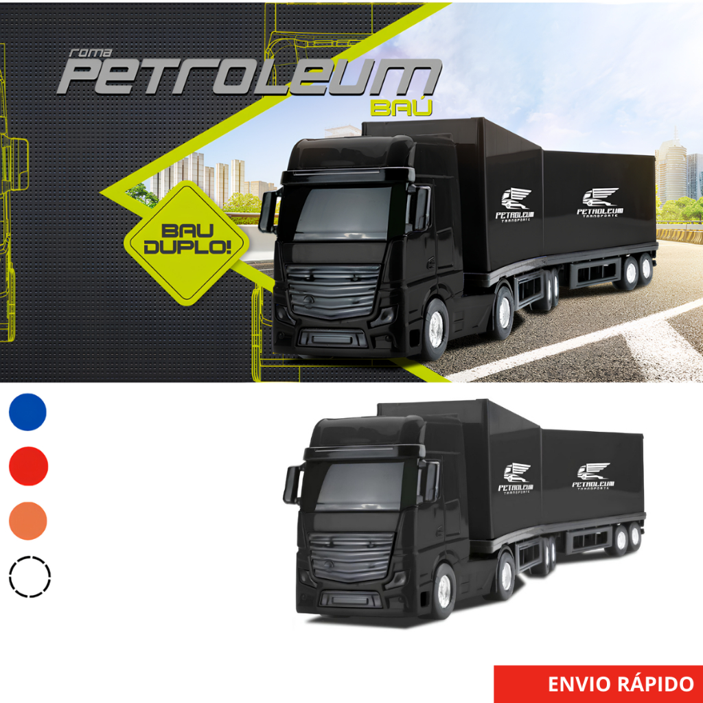 Caminhão Bitrem Baú Roma Petroleum - 1/43 - Roma Brinquedos Carrinho ...