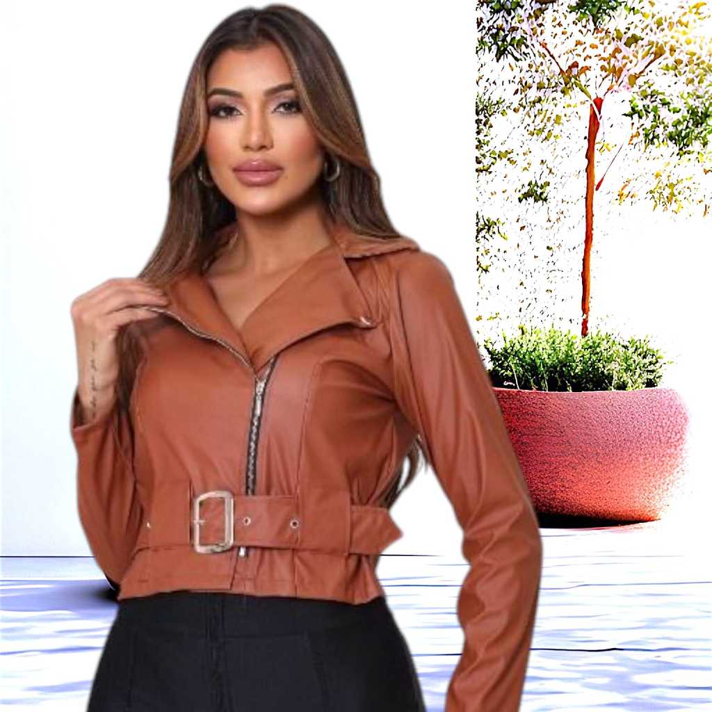 JAQUETA FEMININO DE COURO NOVO MODELO 2025 COM ZIPER E FIBELA | Shopee ...