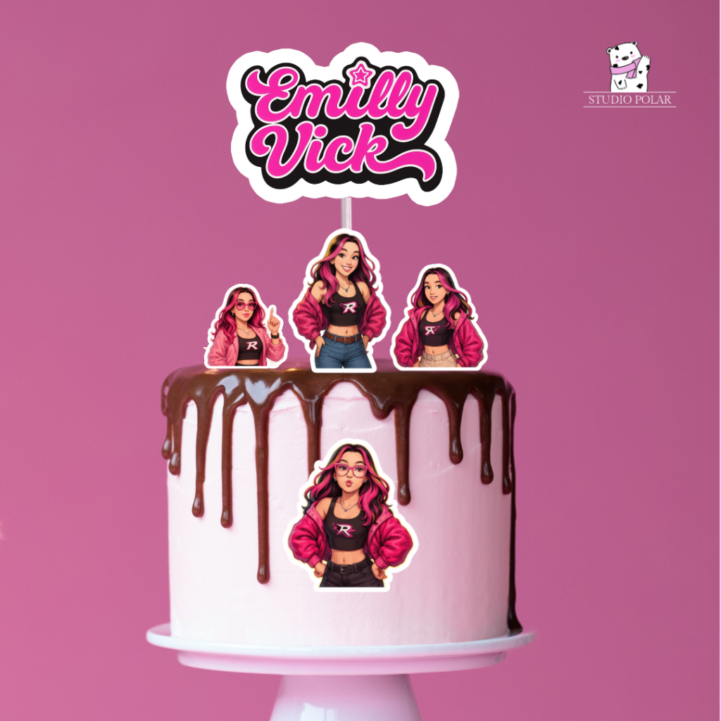 Topo de Emily Vick, os Rosas - Topper de bolo personalizado | Shopee Brasil