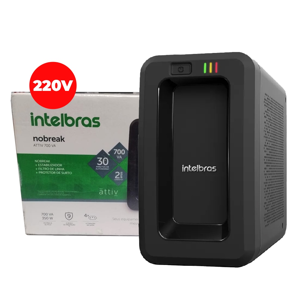 Nobreak ATTIV 700VA 220V com 4 Tomadas 10A Intelbras | Shopee Brasil