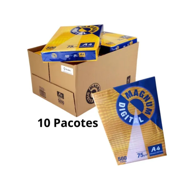 PAPEL SULFITE A4 MAGNUM CAIXA COM 10 PACOTES DE 500 FOLHAS | Shopee Brasil