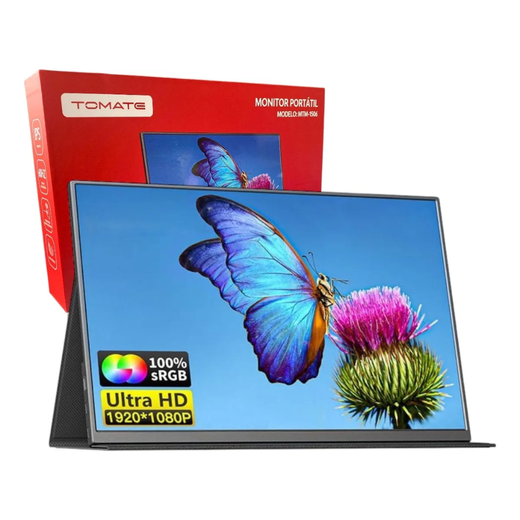 Monitor Portátil Tomate MTM-1506 15.6" HDMI Tipo-C Ultra Slim Bivolt para Trabalho e Viagem ...