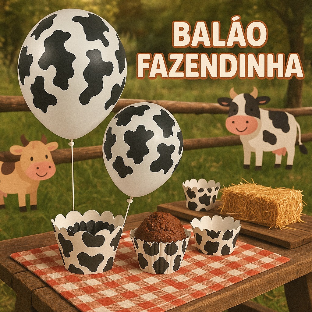 Balão Bexiga Vaquinha Malhada 10" Pic Pic - 25 Unidades - Festa ...
