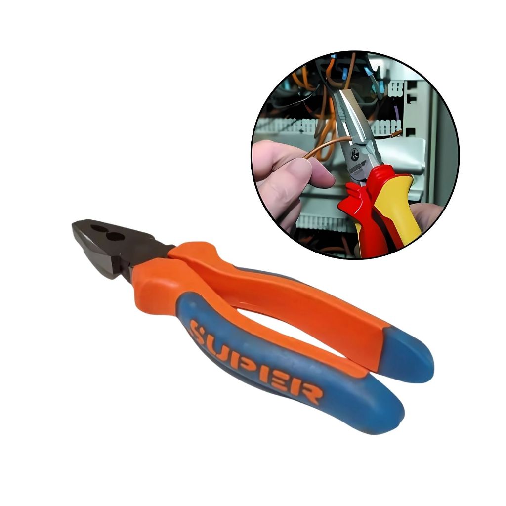 Alicate Universal 8 Polegadas Emborrachado 1000V, Laranja e Cinza, Alta Durabilidade | Shopee Brasil