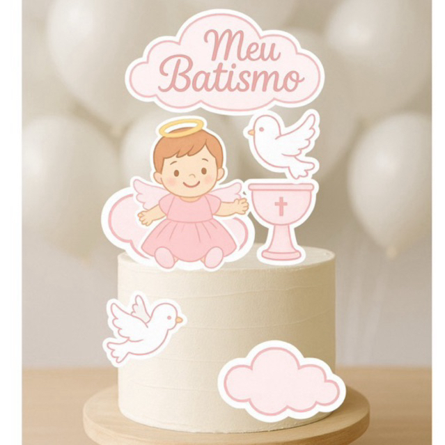 Topo de Bolo Batizado - Topper Batismo | Shopee Brasil