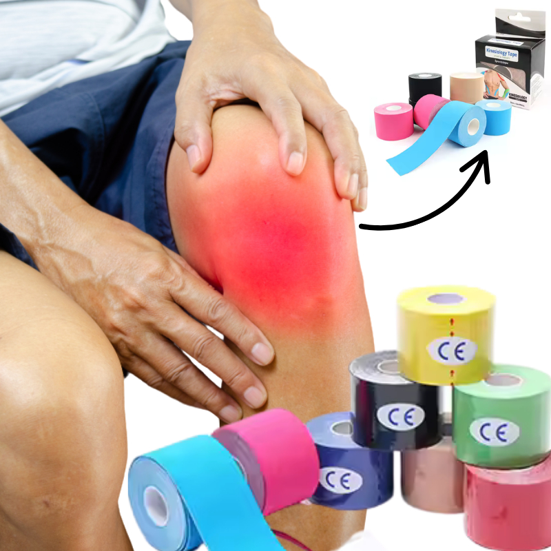 Fita Kinesio Tape Bandagem Adesiva Funcional Alivia a Dor Muscular Lesão Atleta Faixa Tap ...