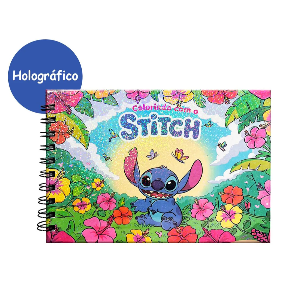 Livro De Colorir Infantil Stitch Estilo Bobbie Goods 50 Folhas 180g ...