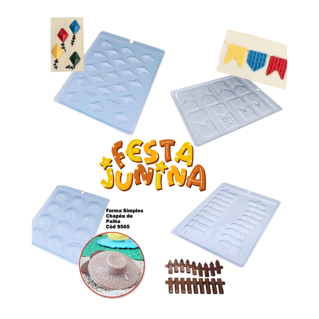 Kit 4 Formas De Chocolate BWB Biscuit Modelagem Festa Junina Arraiá ...