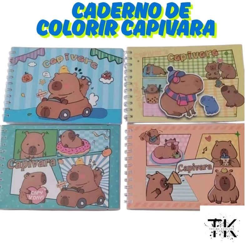 Livro de Colorir Capivara 48 Folhas Caderno de Desenho Pintura Coloring ...