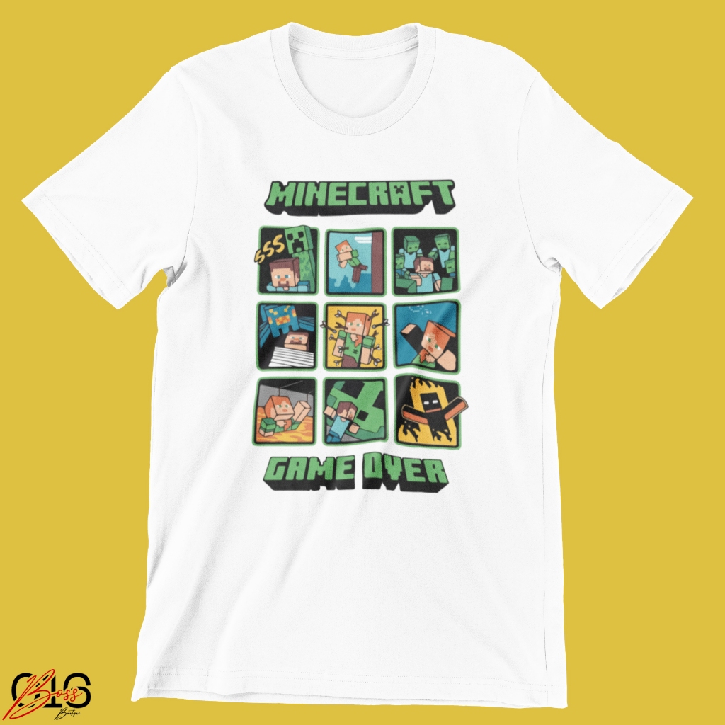 CAMISETA MINECRAFT GAME OVER GAMER CLÁSSICA 100% ALGODÃO UNISSEX ...