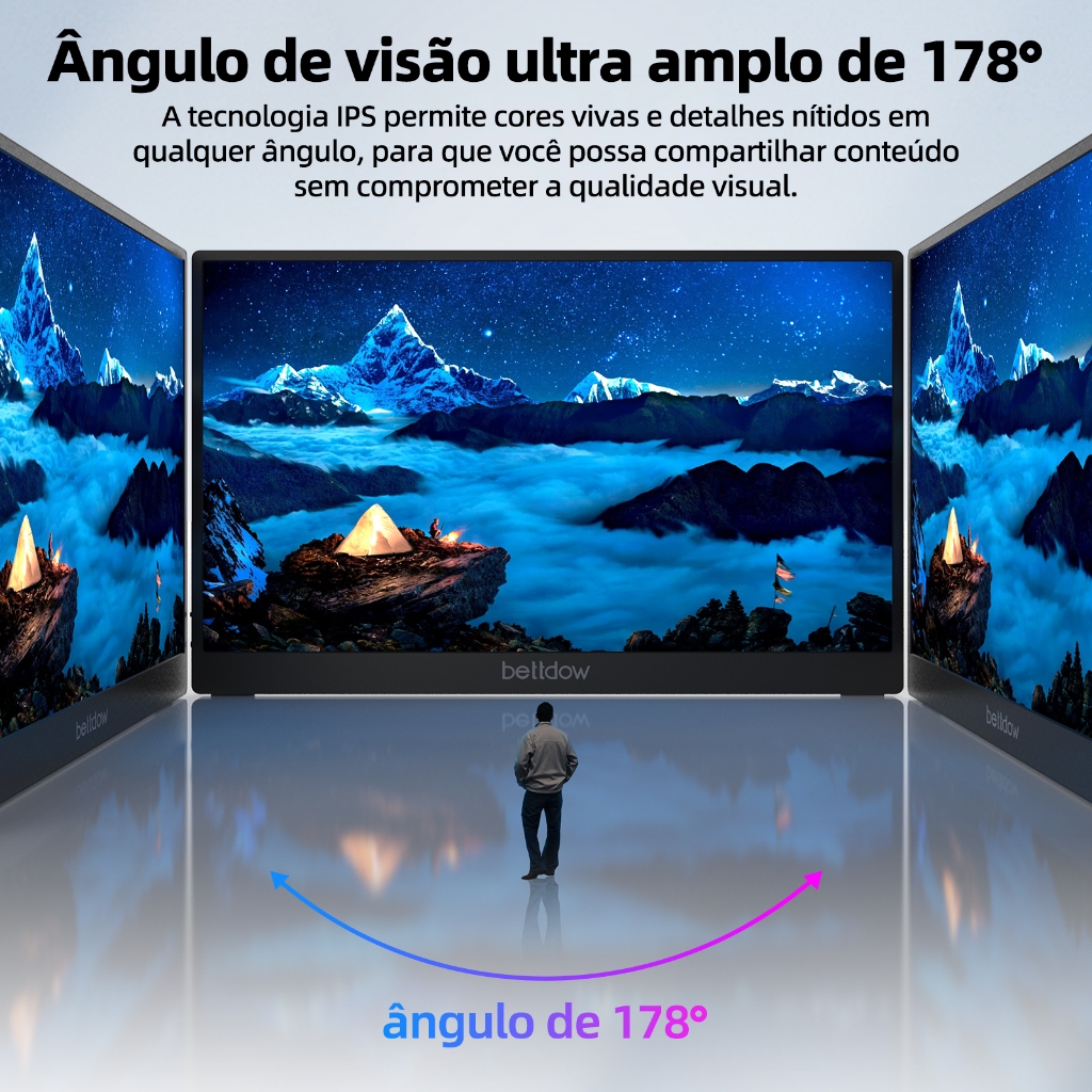 BETTDOW Monitor portátil Touchable 15.6'' 1920*1080P 4K com tela IPS ...