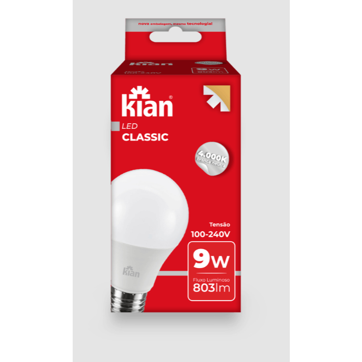 Kit 10 Lâmpadas Led 9w Bulbo 4000k Branco Neutro Kian | Shopee Brasil