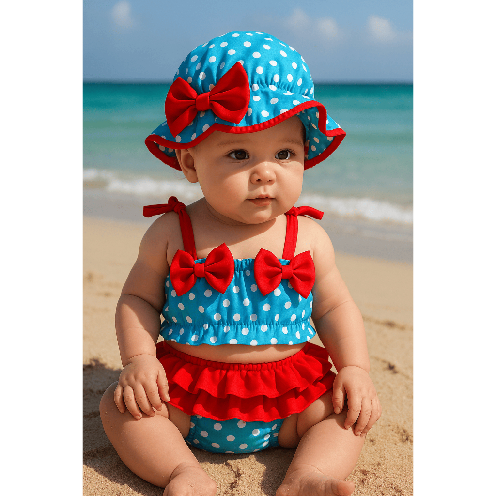 Conjunto Banho De Sol Moda Praia Bebe Bunda Rica Croped + Chapeu ...