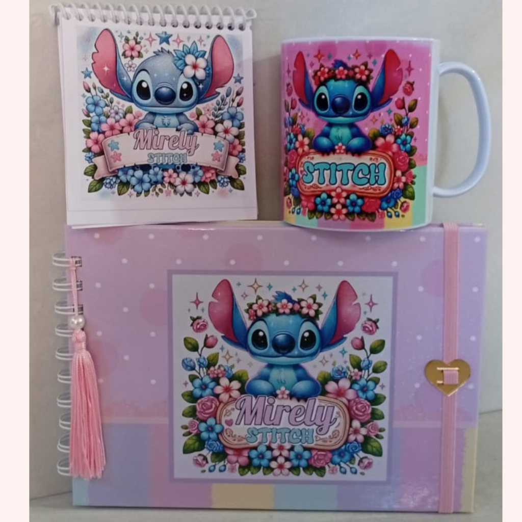 Kit Livro de colorir Stitch Capa Dura 50 pág +NOME NA CAPA + Caneca com ...