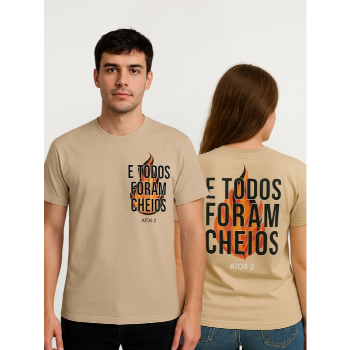 CAMISETA UNISSEX Atos 2 E todos foram cheios cor bege | Shopee Brasil