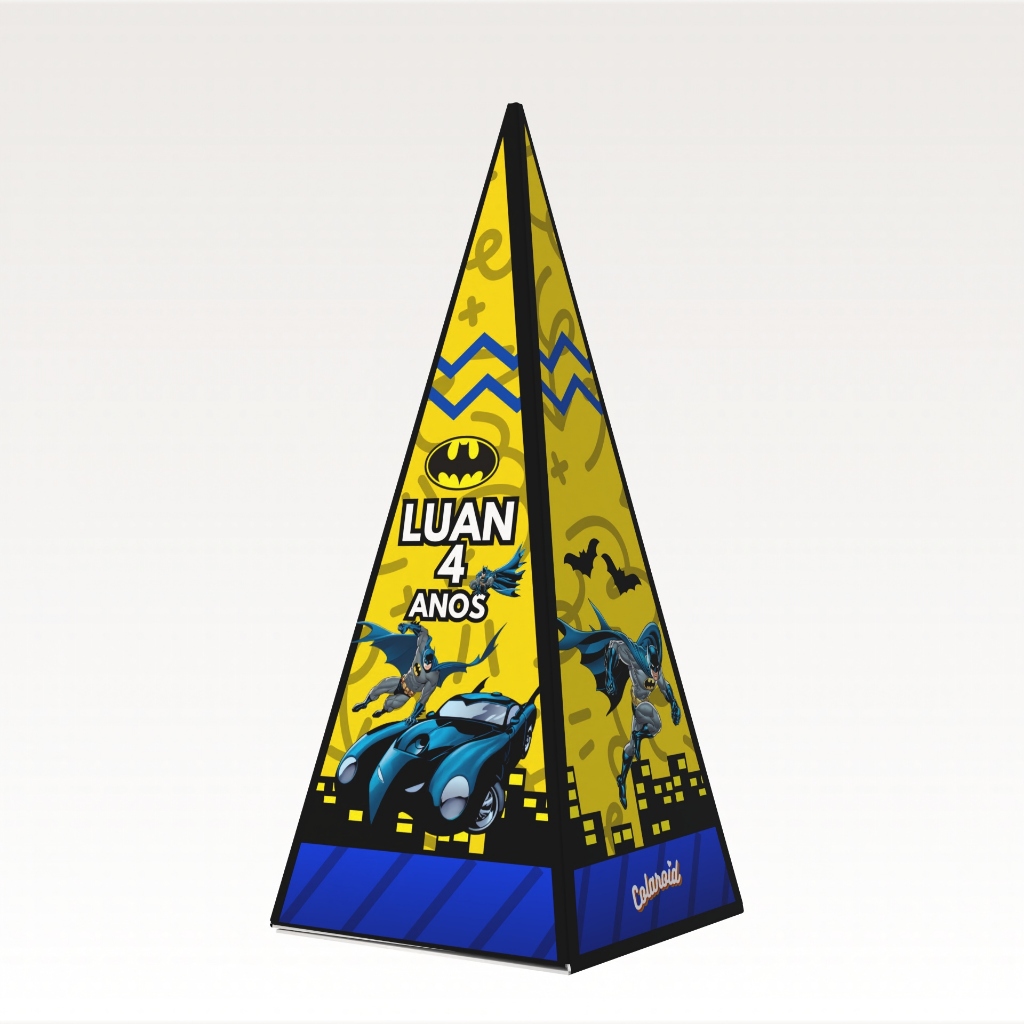 Caixinha Cone Batman Piramide para Festa Personalizada - Lembrancinha para Festa | Shopee Brasil