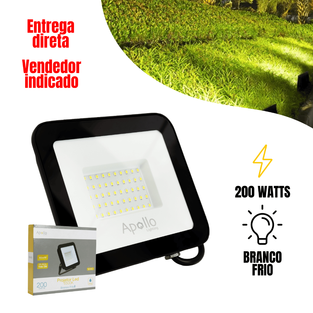 Mini Projetor LED 200W IP66 Bivolt 6500K Branco Frio Iluminação Externa ...